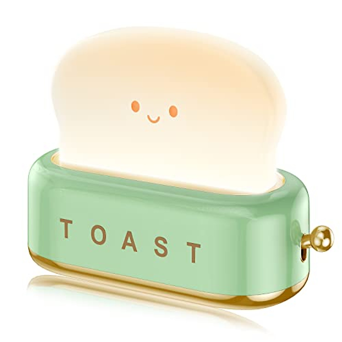 Cute Night Light, Kawaii Toast Night Lamp for Desk Decor, Table, Baby Nursery and Bedroom Room Decor Aesthetic, Dimmable Rechargeable Toaster Bread Lamp Gifts for Teens, Kids, Girls and Boys, Green
