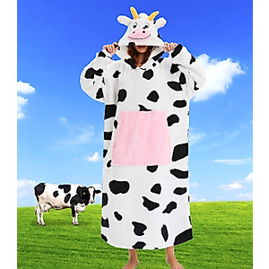 Très Chic Mailanda Wearable Blanket Hoodie Oversized Sherpa Blanket Sweatshirt for Women Men Adult teen with Cute Animal Hood