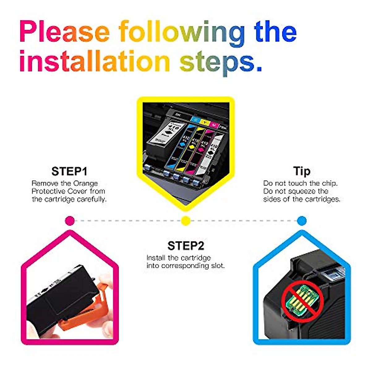 Uniwork Remanufactured Ink Cartridge Replacement for Epson 410XL 410 XL T410XL use for XP-830 XP-640 XP-7100 XP-630 XP-530 XP-635 Printer Tray (1 Cyan 1 Magenta 1 Yellow, 3 Pack)