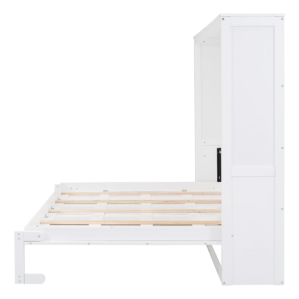 DEINPPA Queen Murphy Bed Cabinet, Space-Saving Wall Bed Frame for Multipurpose Guest Room or Home Office-White