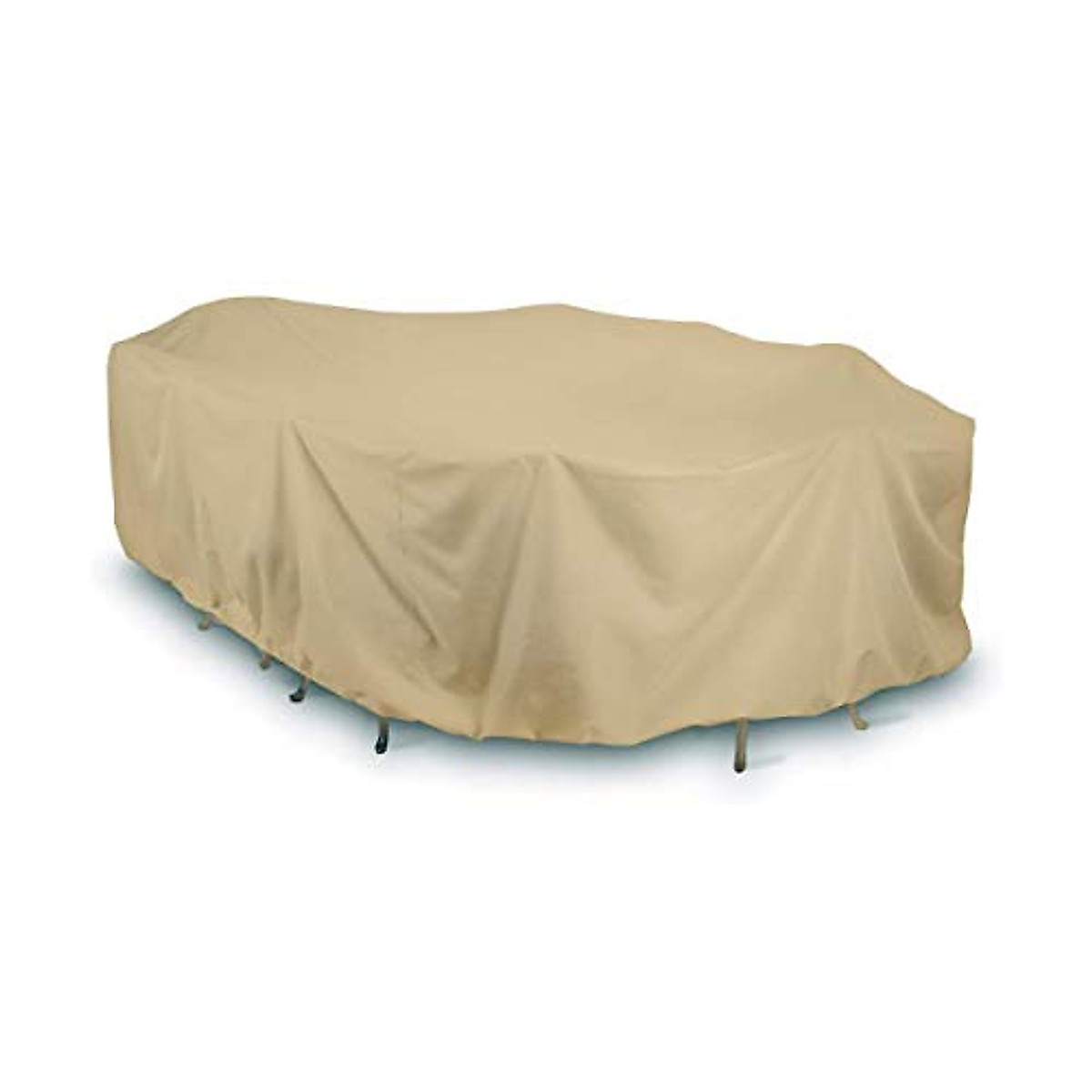 Two Dogs Designs Home and Garden 2D-PF144845 Oval and Rectangle Table Set Cover with Level 4 UV Protection, 144-Inch, Khaki