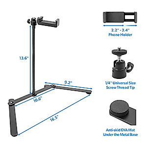 LimoStudio Overhead Flexible Gooseneck Tabletop 13.6-Inch Tripod Lightweight Stand Phone Holder Mount Compatible with iPhone, Galaxy, Pixel, AGG3314