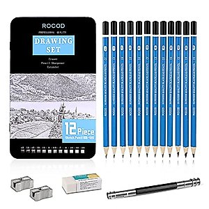 Profession sketch pencils 6B to 4H for kids and aldult drawing,Art graphite pencil for artists beginner sketching.