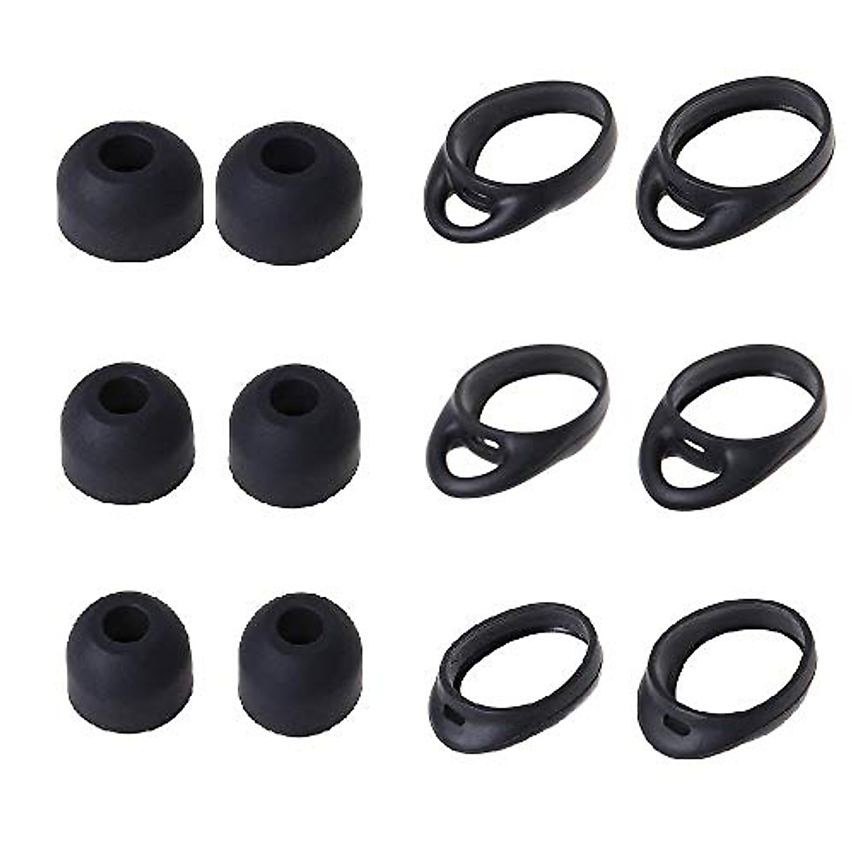 BLLQ Replacement for Samsung Gear IconX (2018 Edition) Ear Tips Wingtips 12 PCS Accessories, Silicone Earhooks Earbuds Cover Eargels Eartips Compatible with Gear IcoonX, Black 12pcs