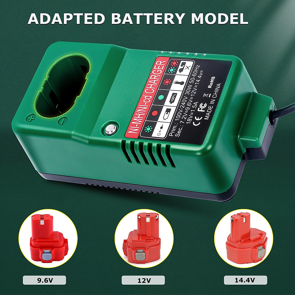 Replace for Makita DC1804 DC1822 DC1414 Battery Charger 7.2V-18V NI-CD&NI-MH Battery Charge Replacement Power Tool Battery Charger LaiPuDuo