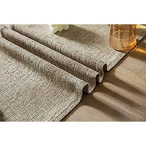 ZeeMart Burlap Style Farmhouse Table Runners 72 Inches Long, Beige Rustic Woven Dining Table Runner for Everyday Use, 14x72 Inches, Oatmeal Beige
