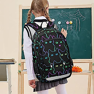 Glaphy Black Cats Rainbow Backpack with Reflective Stripes Lightweight Laptop Backpack Student Travel Daypack