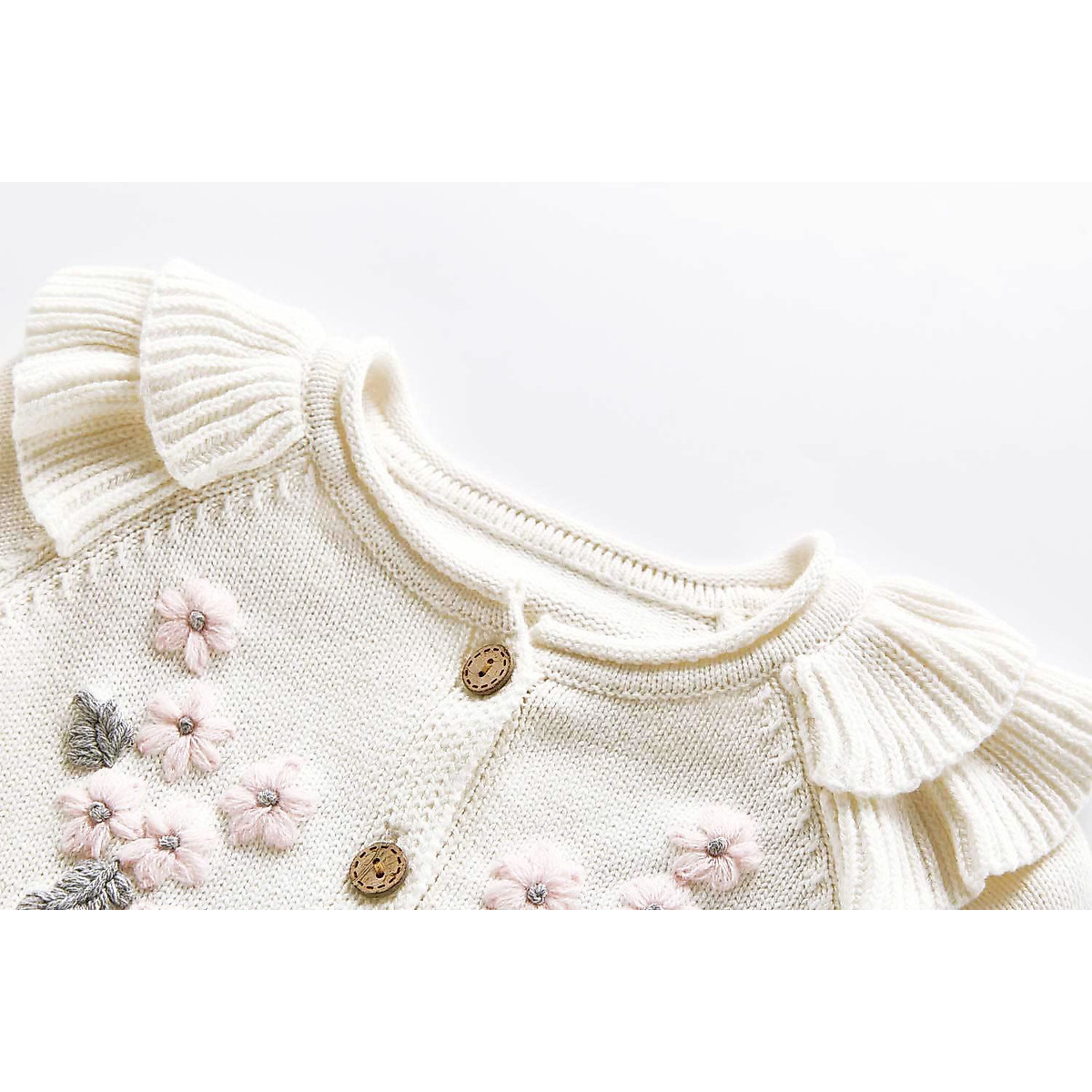 Miccina Infant Baby Boys Girls Cardigan Sweater Toddler Cable Knit Irish Sweater Button Up Jacket Christmas Outwear Clothes (A-Embroider, 6-12 Months)