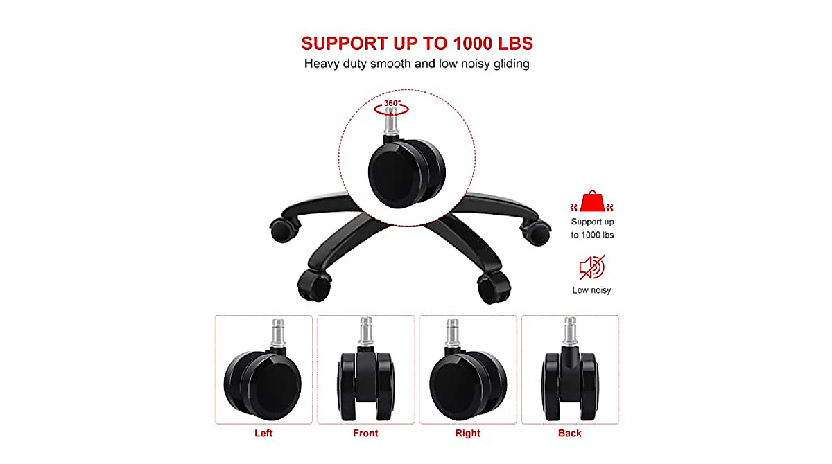 Heavy Duty 60mm Office Chair Caster Wheels for Most Brands