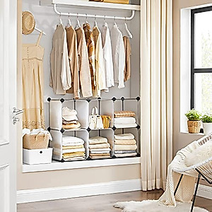 SONGMICS Cube Storage Organizer Bundle with Shoe Rack, Customizable Plastic Cabinet, Modular Bookshelf Storage Unit, Space-Saving for Entryway, Closet, Living Room, Bedroom, White ULPC06W and ULPC44S