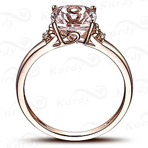 Kardy Fashion Amazing Genuine Morganite Gemstone Real Diamond Solid 14K Rose Gold Engagement Wedding For Women Ring Set