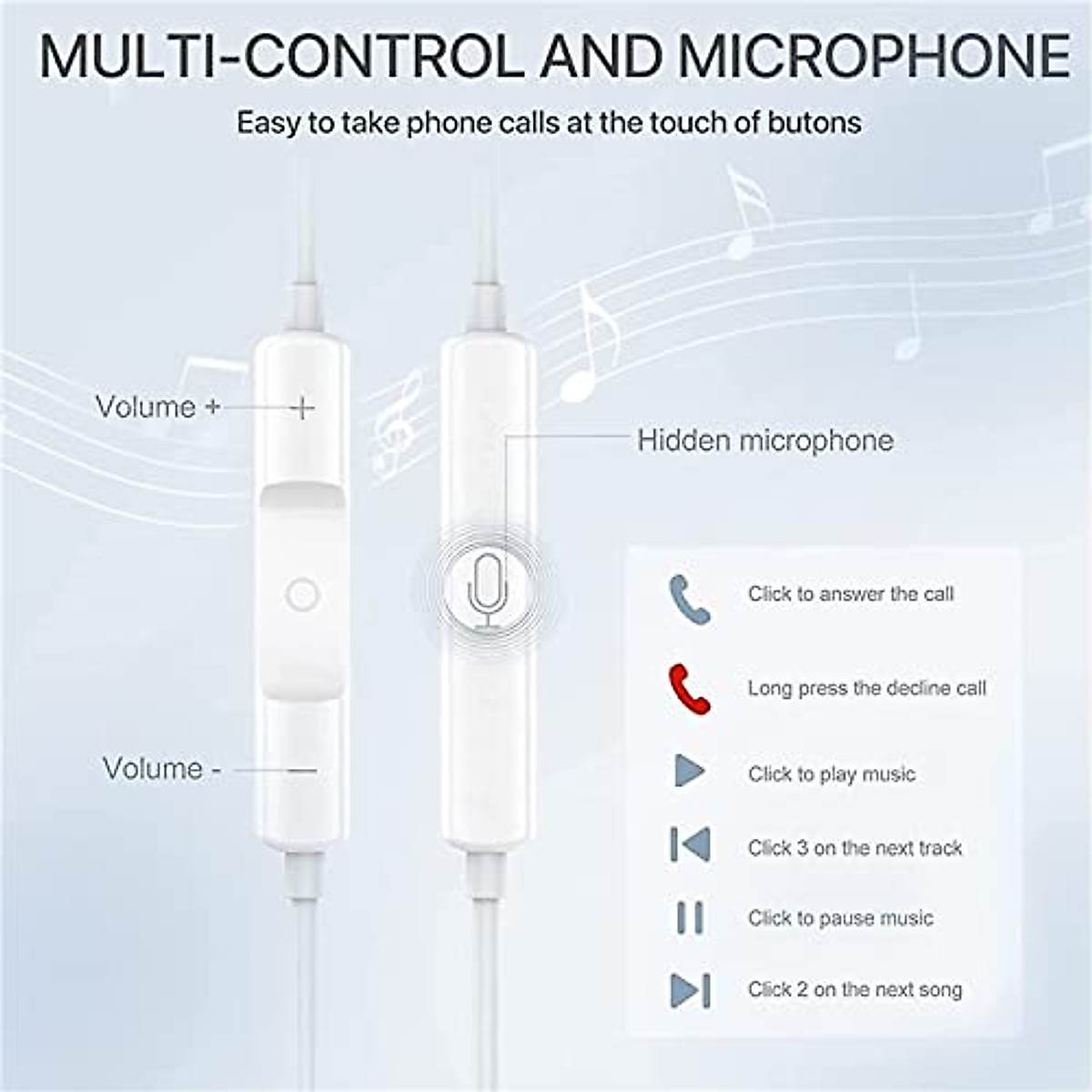 2 Pack-Apple Headphones Wired Earbuds with Lightning Connector Earphones with Built-in Microphone & Volume Control [Apple MFi Certified] Compatible with iPhone 13/12/11/XR/XS/X/8/7/SE