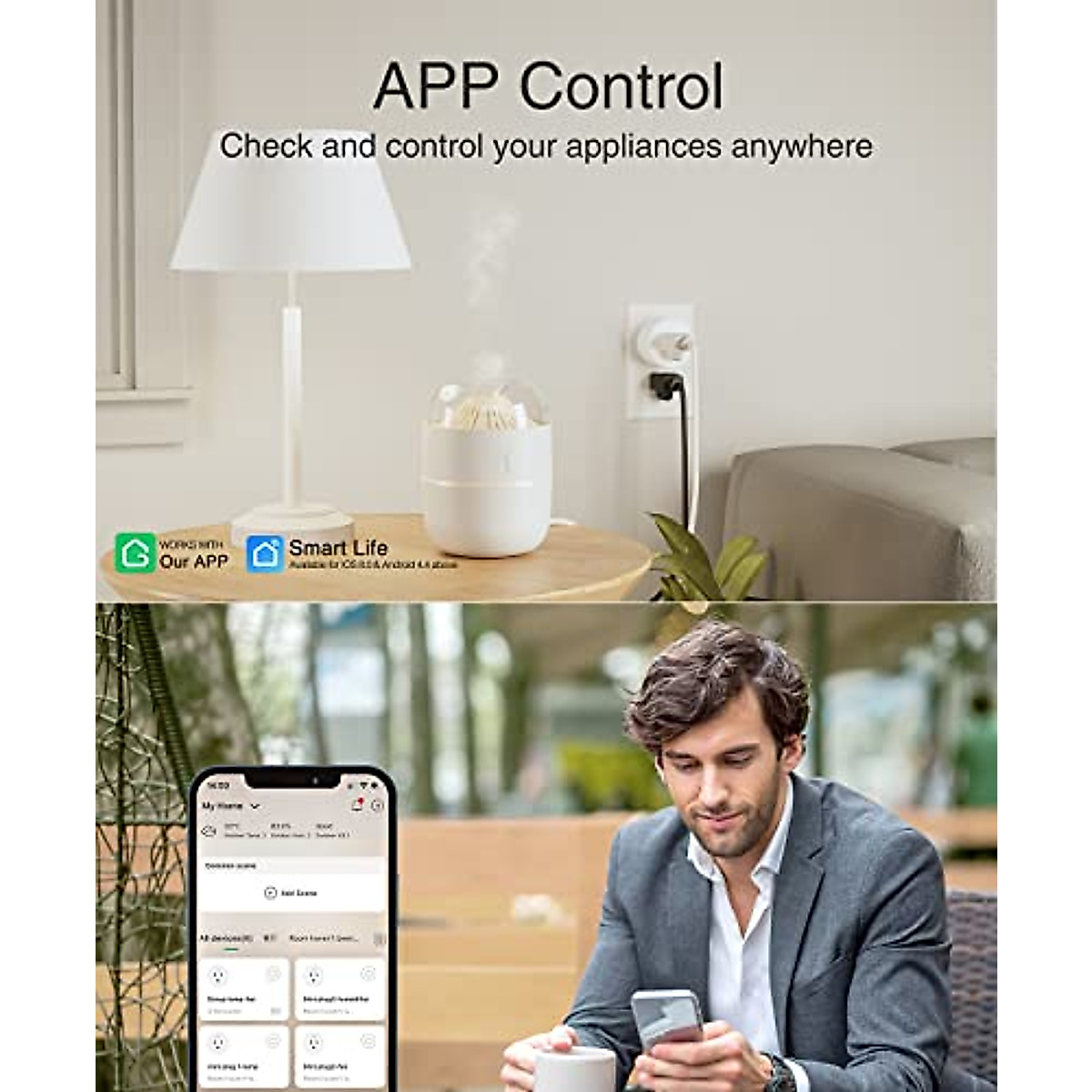 GHome Smart Mini Plug, Wi-Fi Outlet Socket Compatible with Alexa and Google Home, Remote Control with Timer Function, No Hub Required, ETL FCC Listed (1 Pack), White