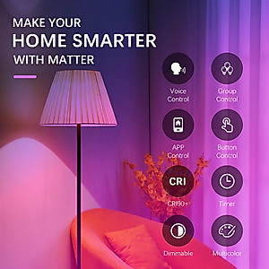 Caupureye Light Bulbs with Matter, Smart Light Bulbs, WiFi Led Light Bulb Works with Alexa/Google Home/Apple Home/SmartThings, Hub Required, Smart Bulb, Color Changing Light Bulb, A19, E26, 1 Pack
