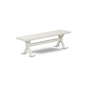 East West Furniture XB026 X-Style Modern Dining Room Bench with Wood Seat, 60x15x18 Inch, Multi-Color