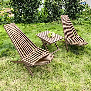 Generic Acacia Wood Folding Wooden Outdoor Chair -Stylish Low Profile Acacia Wood Lounge Chair for The Patio, Porch, Lawn, Garden or Home Furniture, Brown