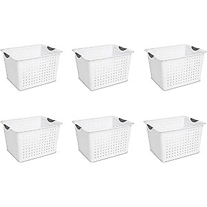 Sterilite 16288006 Deep Ultra Basket, White Basket w/Titanium Inserts, 6-Pack-2