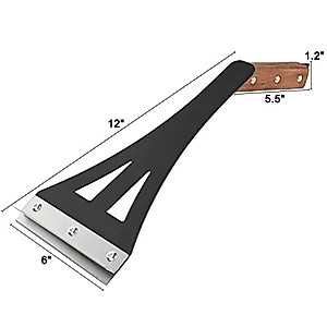 Vidor Heavy Duty Griddle Scraper,Grill Scraper Set with Wooden Handle and 2 Replacement Blades for Griddle, BBQ Racks, Flat Top Cookers.Black