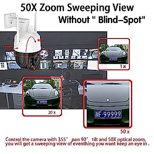 SXBCyan 50X Optical Zoom WiFi Security Surveillance Camera Outdoor 5MP Wireless Secuity Camera CCTV Human Detection WiFi PTZ IP Dome Camera 2 Way Audio (Size : 5MP Add 128G Card)