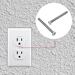 Adiyer Extra Long Outlet Screws 40pcs 6-32 x 1-7/8 Inch White Painted Electrical Outlet Screws Outlet Extender Screws Machine Screws for Fix Wonky and Sunken Outlets, 304 Stainless Steel