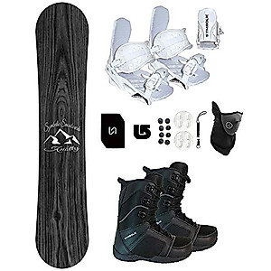 Symbolic Knotty Snowboard & Bindings & Boots Package (163cm Wide Hybrid Rocker, 12 Mens Black Boots & White Bindings)