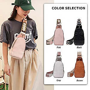 Mzjeaziany Sling Bag for Women Chest Bag Small Crossbody Bag PU Leather Satchel Daypack Shoulder Backpack for Traveling Hiking