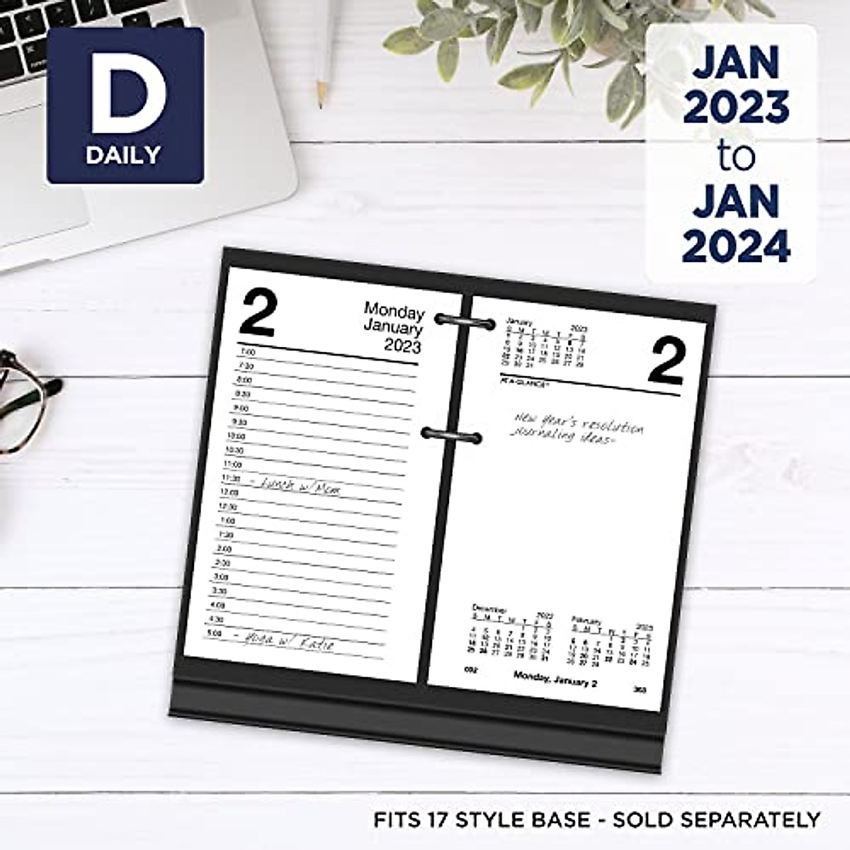 AT-A-GLANCE 2023 Daily Desk Calendar Refill, 3-1/2" x 6", Loose Leaf, Recycled (E717R50)