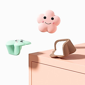 WAYUTO 4-Pack Cute Flower Silicone Baby Table Sharp Edge Protectors Soft 100% Covered Child Furniture Corner Fireplace Guard Edge Safety Bumpers Cushion 3M Adhesive Round Cloud Edge White