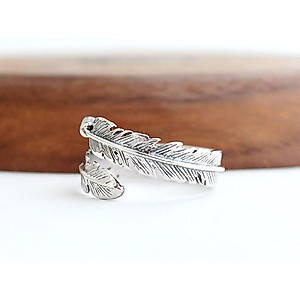 925 Sterling Silver Southwest Native American Kokopelli Open Ring Adjustable (Feather)