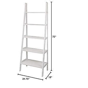 Casual Home 5-Shelf Ladder Bookcase, White