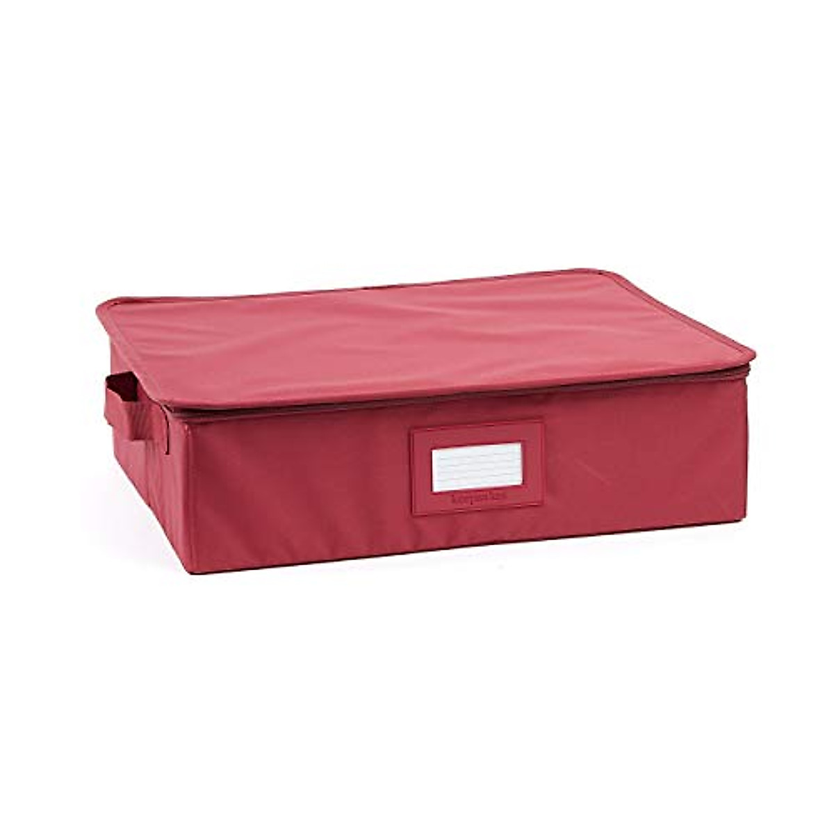 Platter Serveware Storage Box - Durable Polyester, Dual Zippers, Carrying Handles, ID Window, Kitchen Storage-Scarlett Red