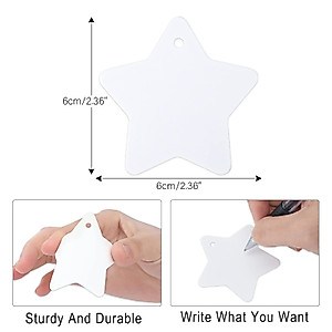 Five-Pointed Star Gift Tags 100PCS Paper Gift Tags with String White Gift Tag with Natural Jute Twine for DIY, Craft, Party Favors, Wedding Favors and Special Events (White)