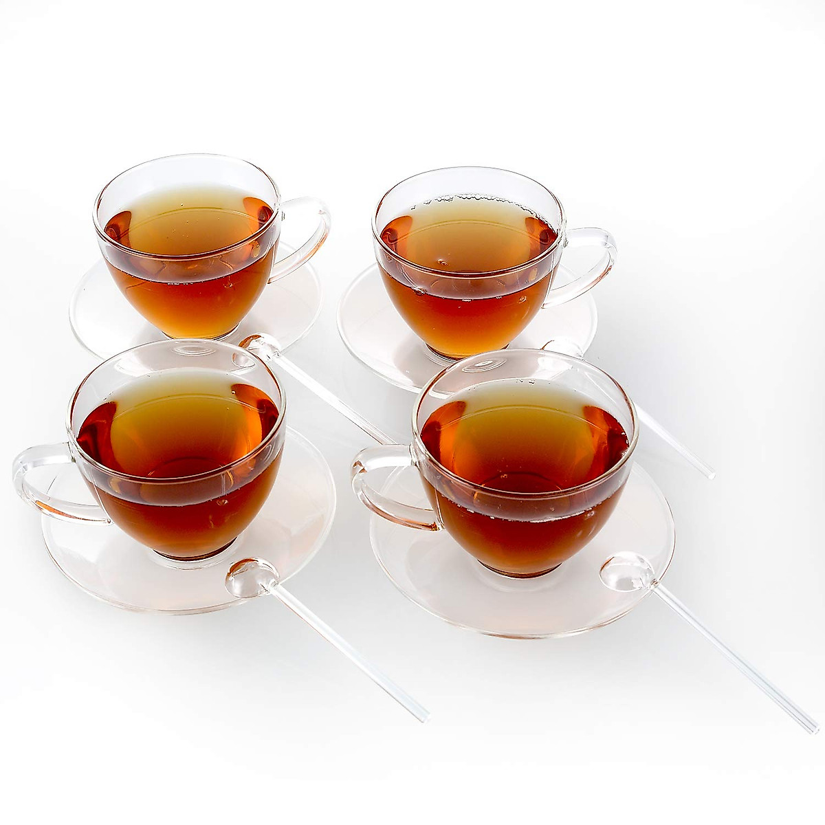 Teabloom Glass Stirring Spoons – Set of 4 Crystal Clear Petite Teaspoons (5.3 inches) – Coffee or Tea Glass Stirrers – Heat-Resistant and Toxin-Free Borosilicate Glass – Dishwasher Safe