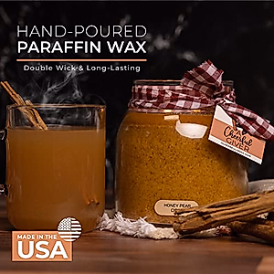 A Cheerful Giver — Honey Pear Cider - 34oz Papa Scented Candle Jar with Lid - Keepers of the Light - 155 Hours of Burn Time, Gift for Women, Orange