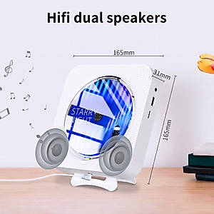 ZYOKATA CD Player Portable with Bluetooth 5.1 Desktop Music CD Player with Remote Control, Dust Cover, Boombox, FM Radio, LED Screen, Support AUX/USB Headphone Jack for Home