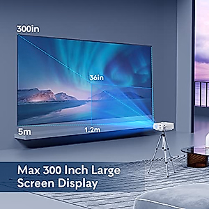 YEZMEK Native 1080P Projector with 5G WiFi and Bluetooth, 15,000 Lumen Mini Portable Projector 4K Supported, Home Movie Projector Compatible with TV Stick Smartphone & Tablet Laptop HDMI USB TF.