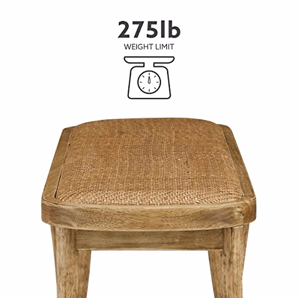 Linon Natural Bentwood Woven Rattan Seat Hank Bench