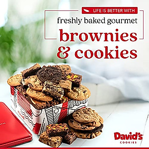 David’s Cookies Gourmet Assorted Cookies and Brownies Gift Basket - 12 x 1.5oz fresh baked cookies and 10 x 2oz individually wrapped brownies - Ideal Gift for Corporate Birthday Fathers Mothers Day Get Well and Other Special Occasions