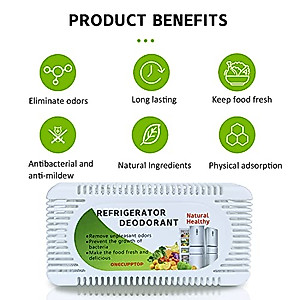 Refrigerator Deodorizer (6 Pack)-Fridge and Freezer Odor Eliminator,Natural Activated Charcoal Refrigerator Fight Odors