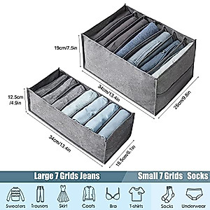 SelfTek 4 Pcs Wardrobe Clothes Organizer 7 Grids,Drawer Organizers for Clothing, Foldable Closet and Storage Basket, Clothing Organizer,Clothes Compartment Box