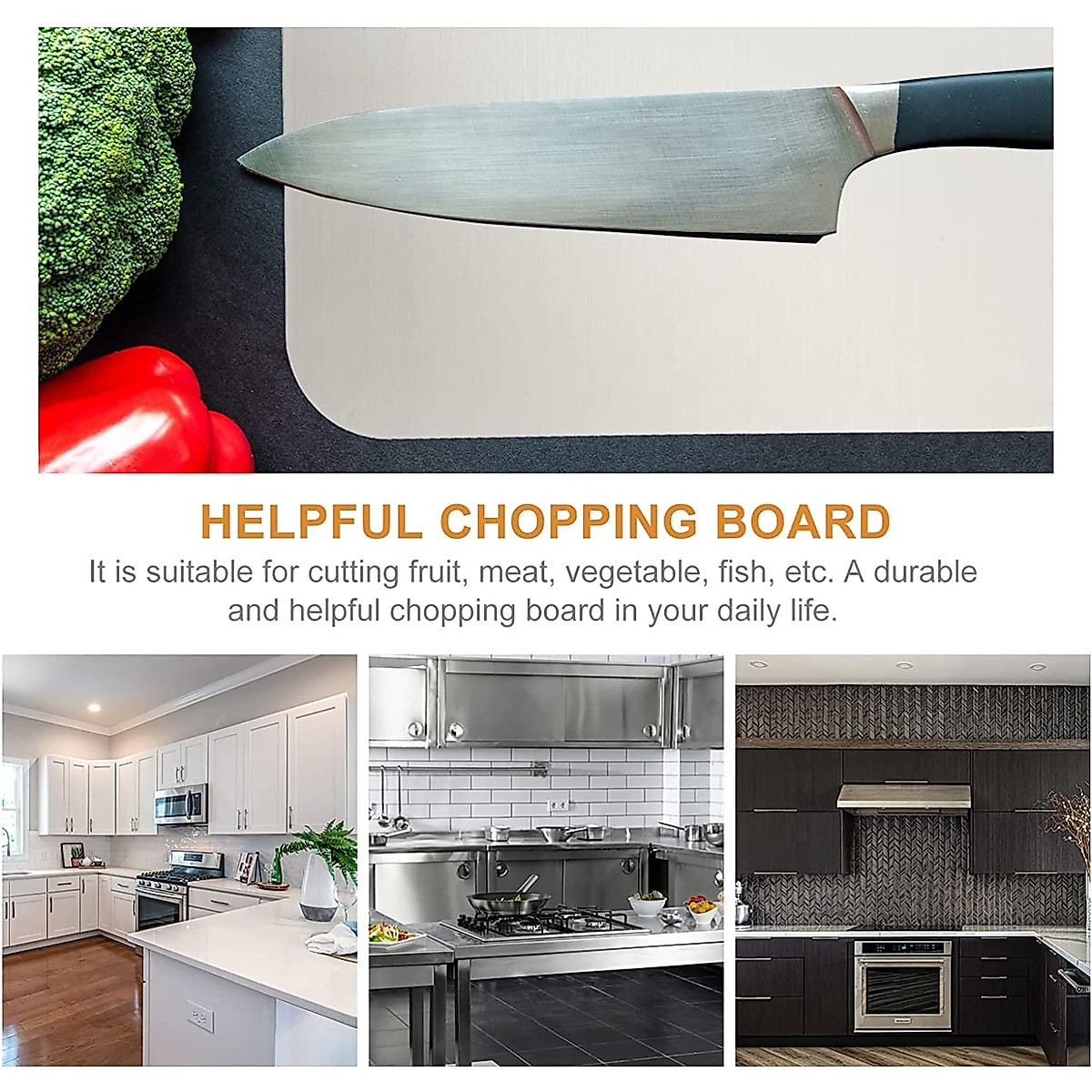 Small Cutting Board for Kitchen, 304 Stainless Steel Cutting Board, Chopping Block Fruit Cutting Block for Home Kitchen (5.9 * 9.8inches)