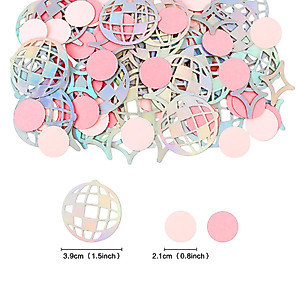 Keaziu 100 PCS Disco Ball Confetti Disco Party Decorations Table Confetti 70s Disco Fever Party Hippie Birthday Engagement Party Girls Boys Night Birthday Favors Decorations Supplies (pink)