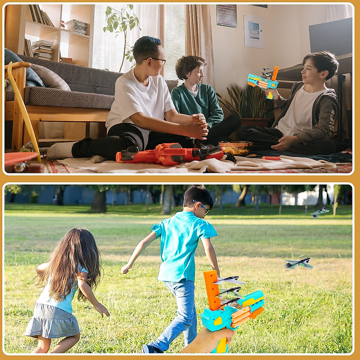 FFHAOYHAO Airplane Toy Bubble Catapult Plane for Kids One-Click Ejection Foam Planes Blaster with 8 Glider Foam Planes, 8 Foam Darts, Outdoor Launcher Toys for 3 4 5 6 7 8 Years Old Boys