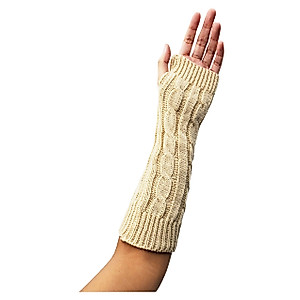 Arm Warmers, 6 Pairs for Women, Cable Knit Warm Winter Sleeve Fingerless Gloves, Premium (Assorted A)