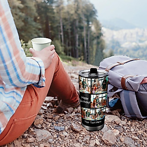 Personalized Travel Coffee Tumbler, Custom 20oz Insulated Stainless Steel Travel Tumbler with Lids, 20oz Custom Tumblers with Photos and Texts, Birthday Gifts for Men,Women,Friends