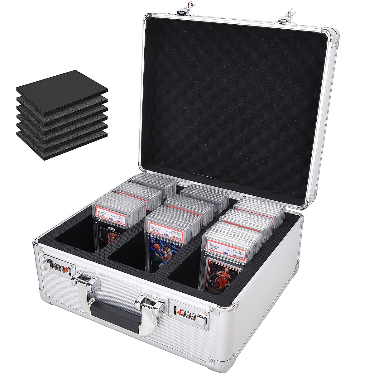 VALUN 120+ 3 ROW Graded Card Storage Box; Durable Sports, PSA and Pokemon Storage Box - Organizer Slab for Your Collection - For Baseball, Football, TCG, MTG Cards - Top Loader Design