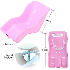 DRBIKE Doll Bike Seat Bicycle Seat with Decorate Yourself Decals for Girls Bike, Doll Carrier Fits Standard Sized Dolls and Stuffed Animals, Bike Attachment, Kids Bike Accessories Pink