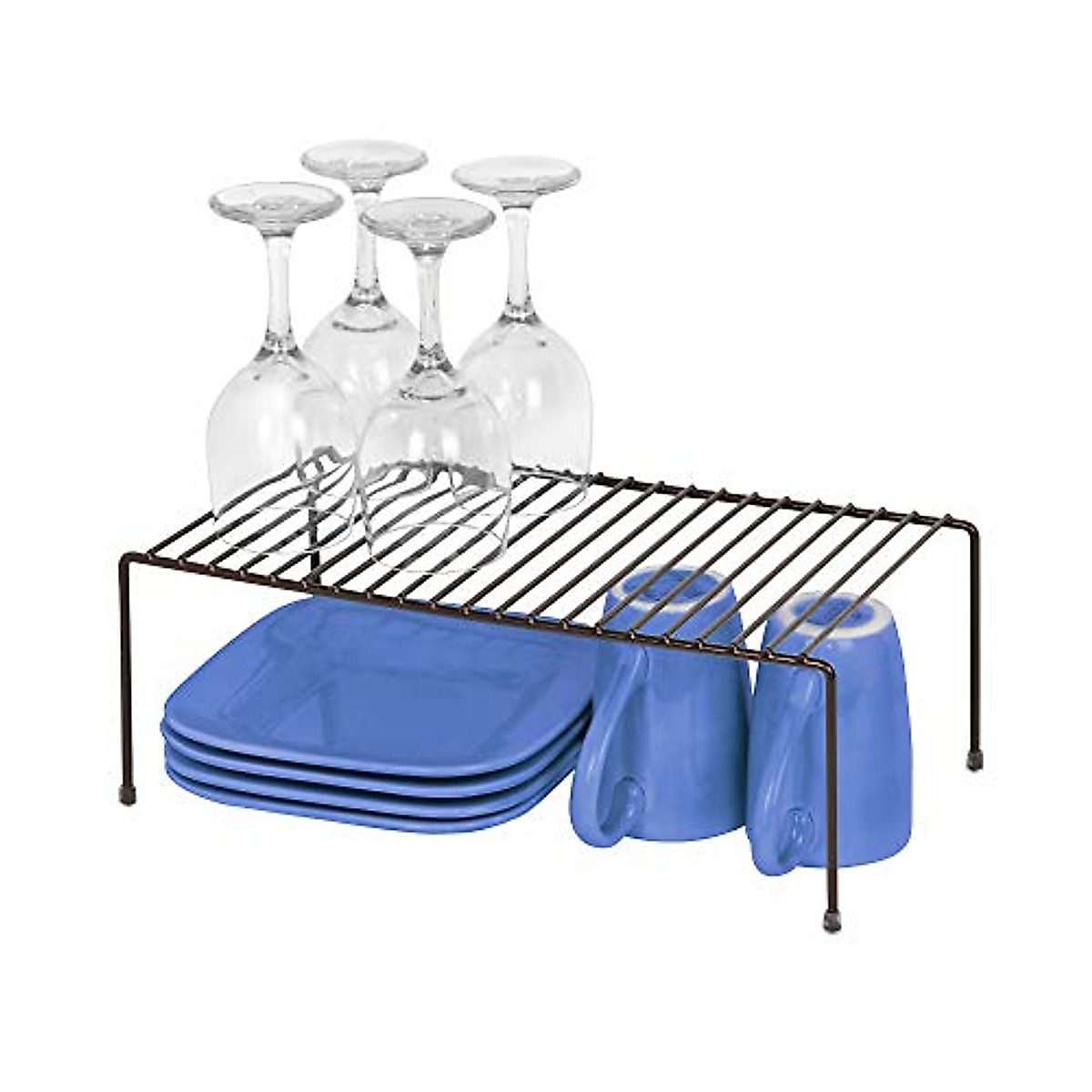 Smart Design Classic Storage Shelf – Set of 6, Large (8.5 x 16 in.), Bronze – Sturdy Steel Pantry Organizer with Rust-Resistant Finish and Non-Slip Feet for Easy Home Organization and Storage