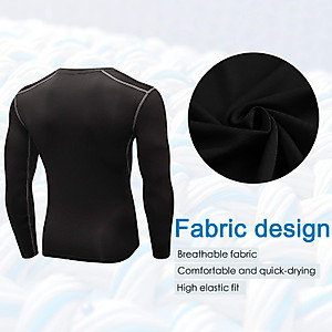 CARGFM Men's Long Sleeve Compression Shirts Gym Athletic Gym Undershirts Active Baselayer Sport Top Shirt Black