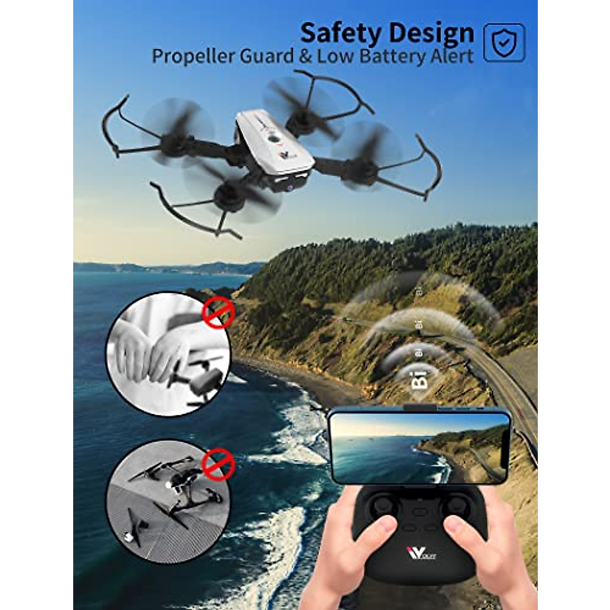 Drones with Camera for Adults/Kids/Beginners - FPV Drone with Camera 1080P Live Video Drones for Kids with 1 Key Fly/Land/Return Design Drones for Adults with 360° Flip/Custom Path/164fts Range RC Drone with Voice/Gesture/Gravity Control Gift Ideas